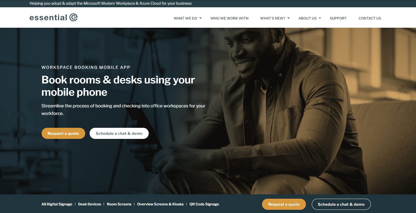 Mobile Room & Desk Booking | Essential